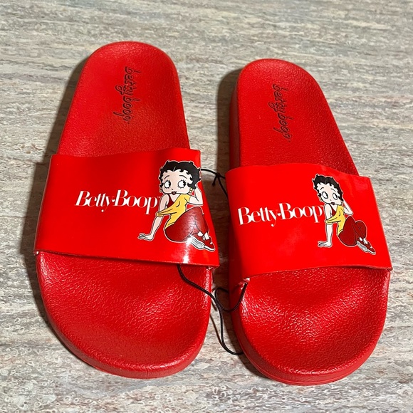 Betty Boop | Shoes | New Betty Boop Adult Red Slide Sandals | Poshmark